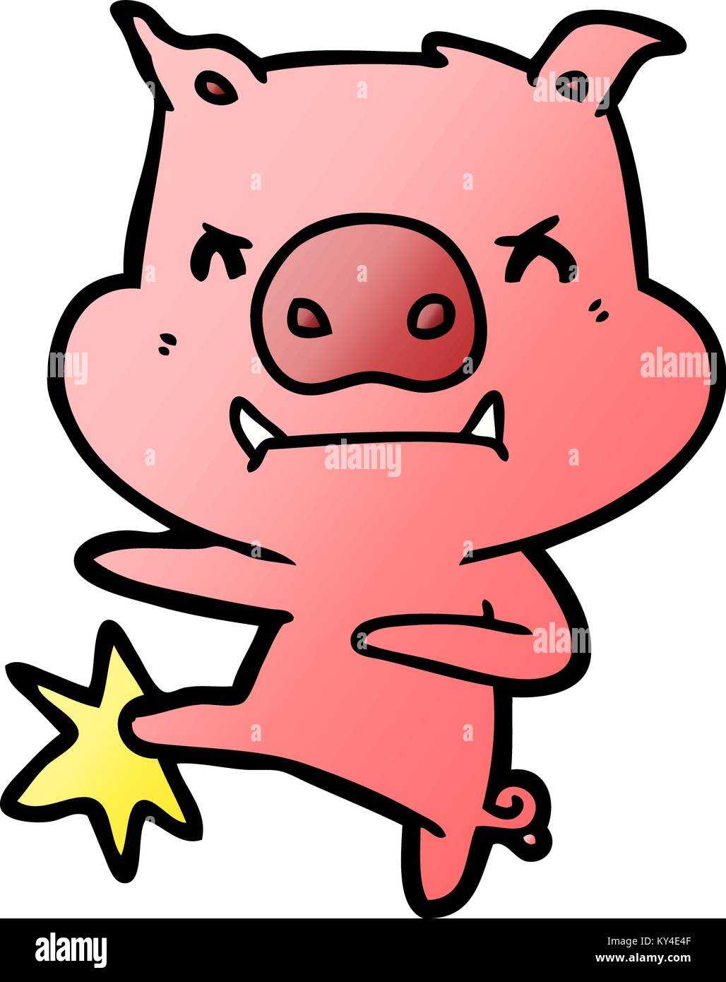 angry cartoon pig karate kicking Stock Vector Image & Art - Alamy