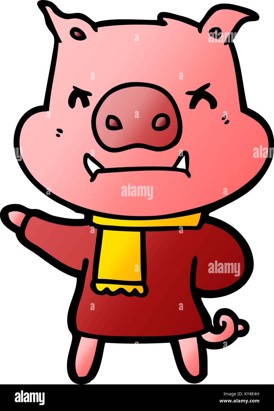 angry cartoon pig in winter clothes Stock Vector Image & Art - Alamy