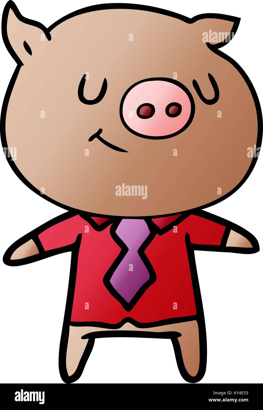 happy cartoon smart pig Stock Vector Image & Art - Alamy