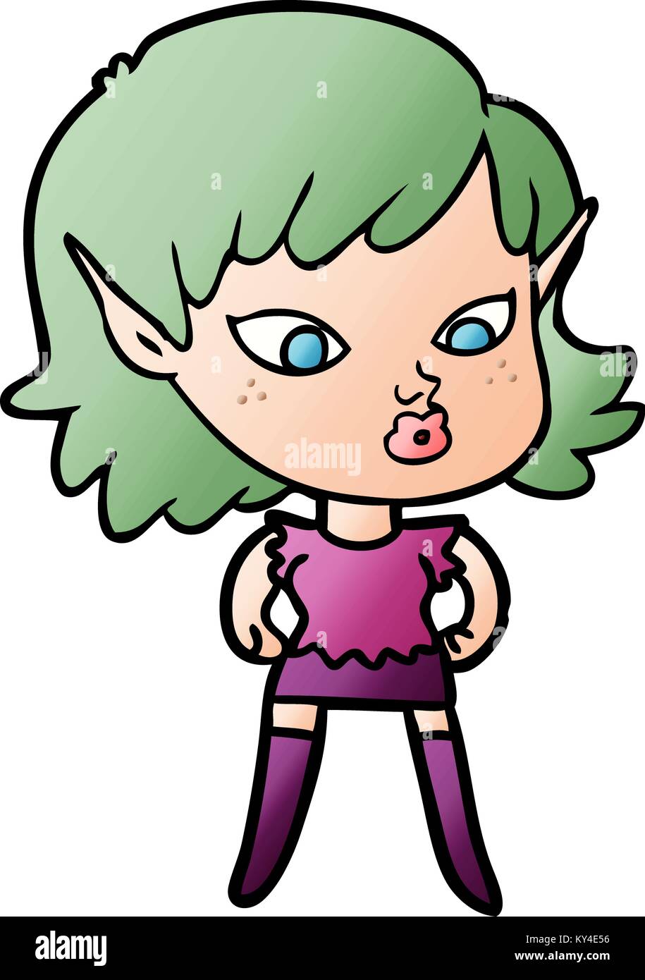 pretty cartoon elf girl Stock Vector Image & Art - Alamy