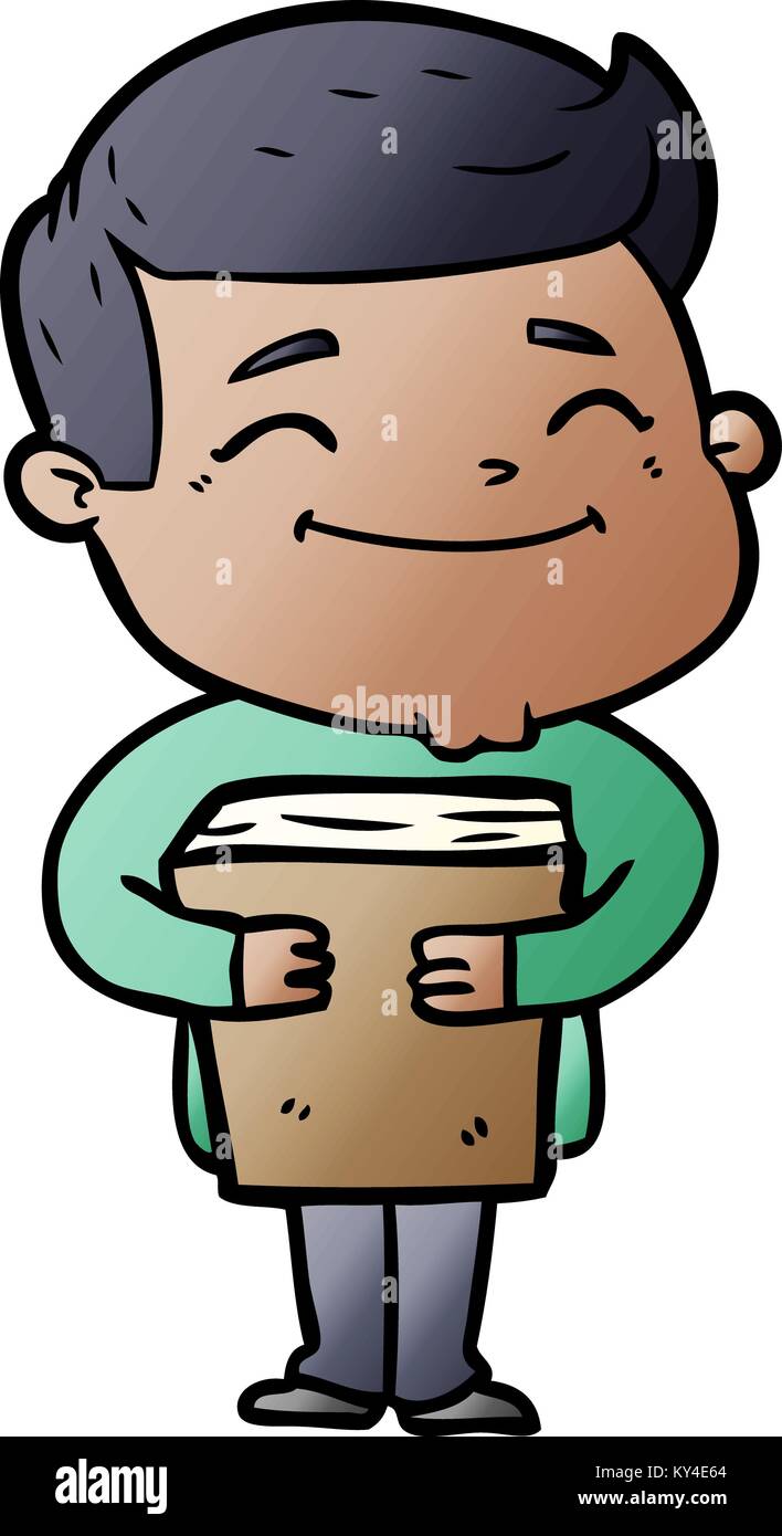 happy cartoon man holding book Stock Vector Image & Art - Alamy