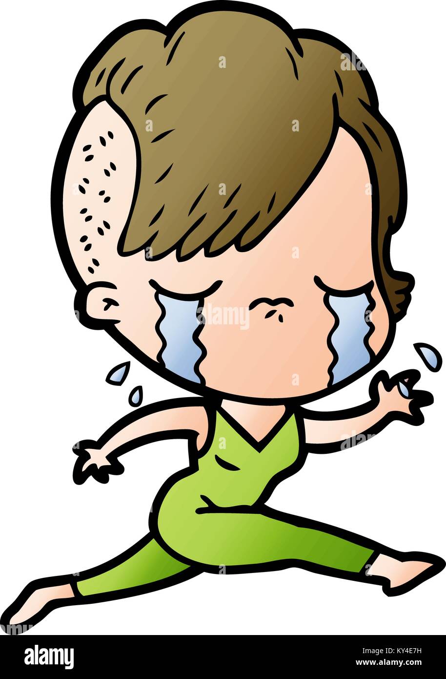 cartoon crying girl running Stock Vector Image & Art - Alamy