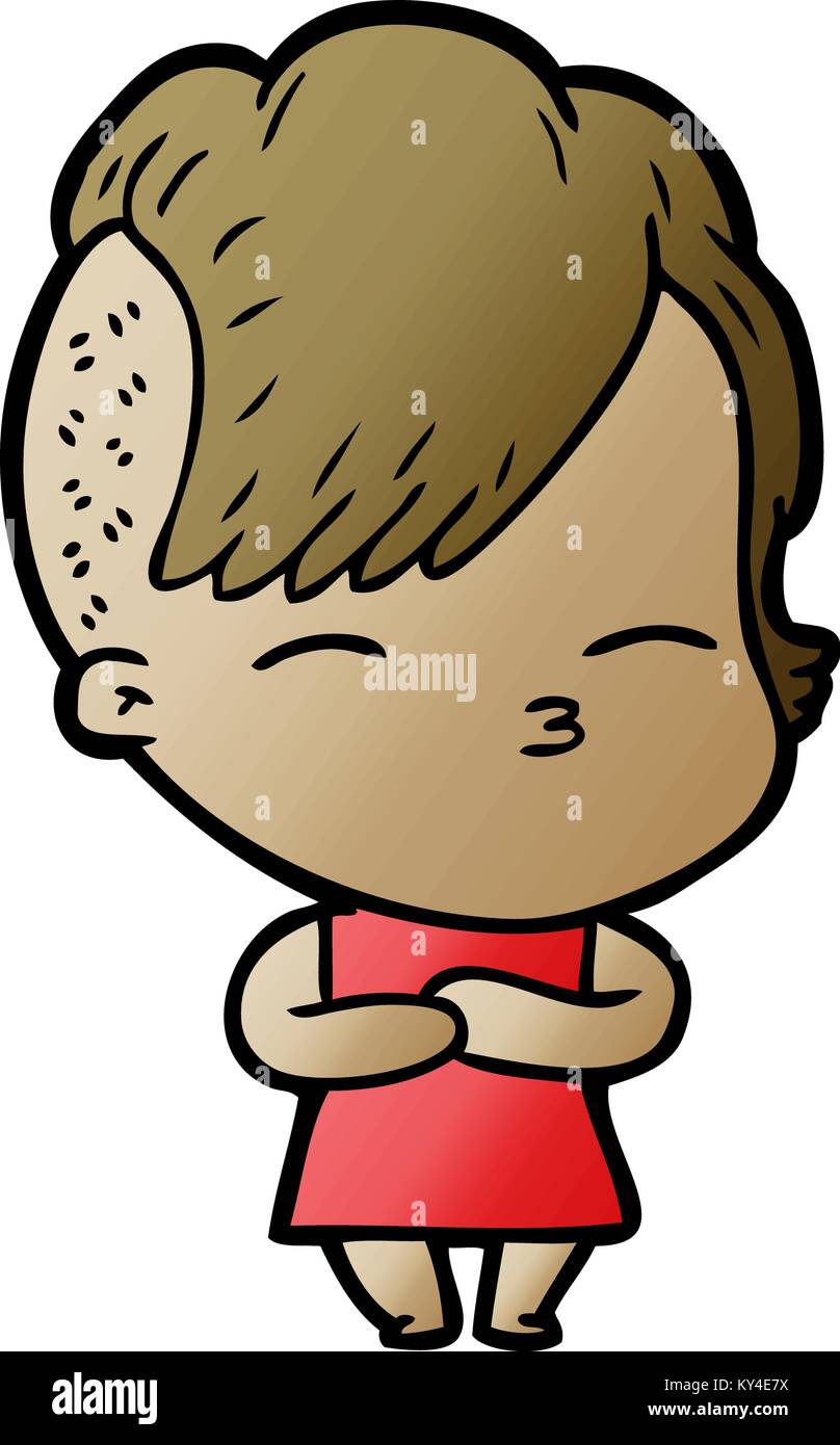 cartoon squinting girl Stock Vector Image & Art - Alamy