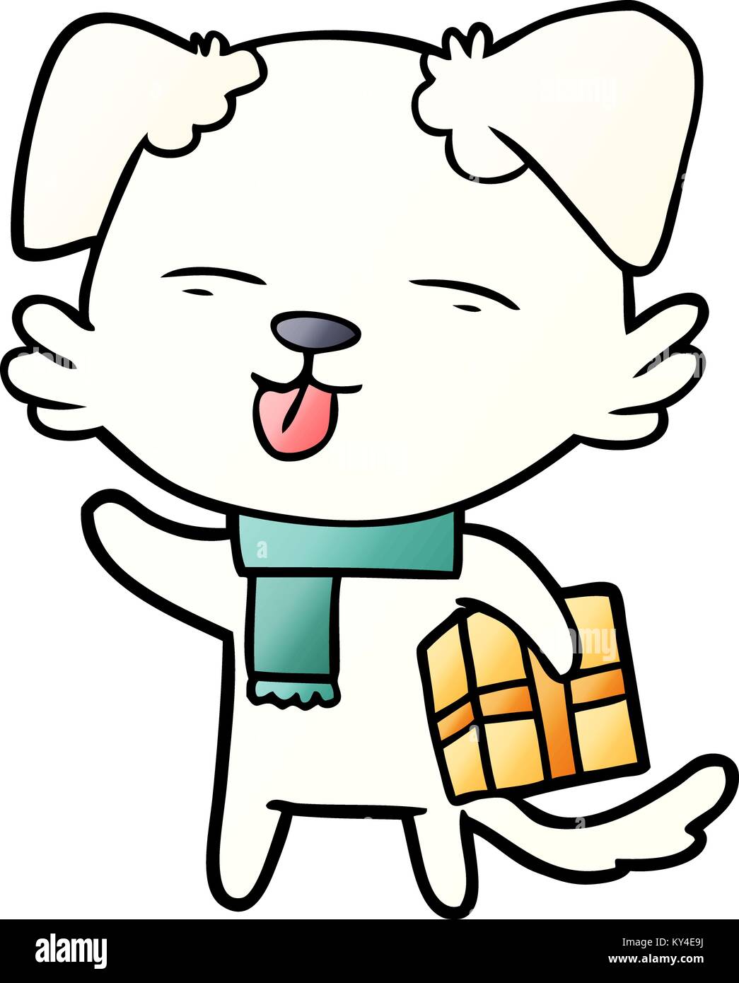 cartoon dog with xmas gift Stock Vector Image & Art - Alamy