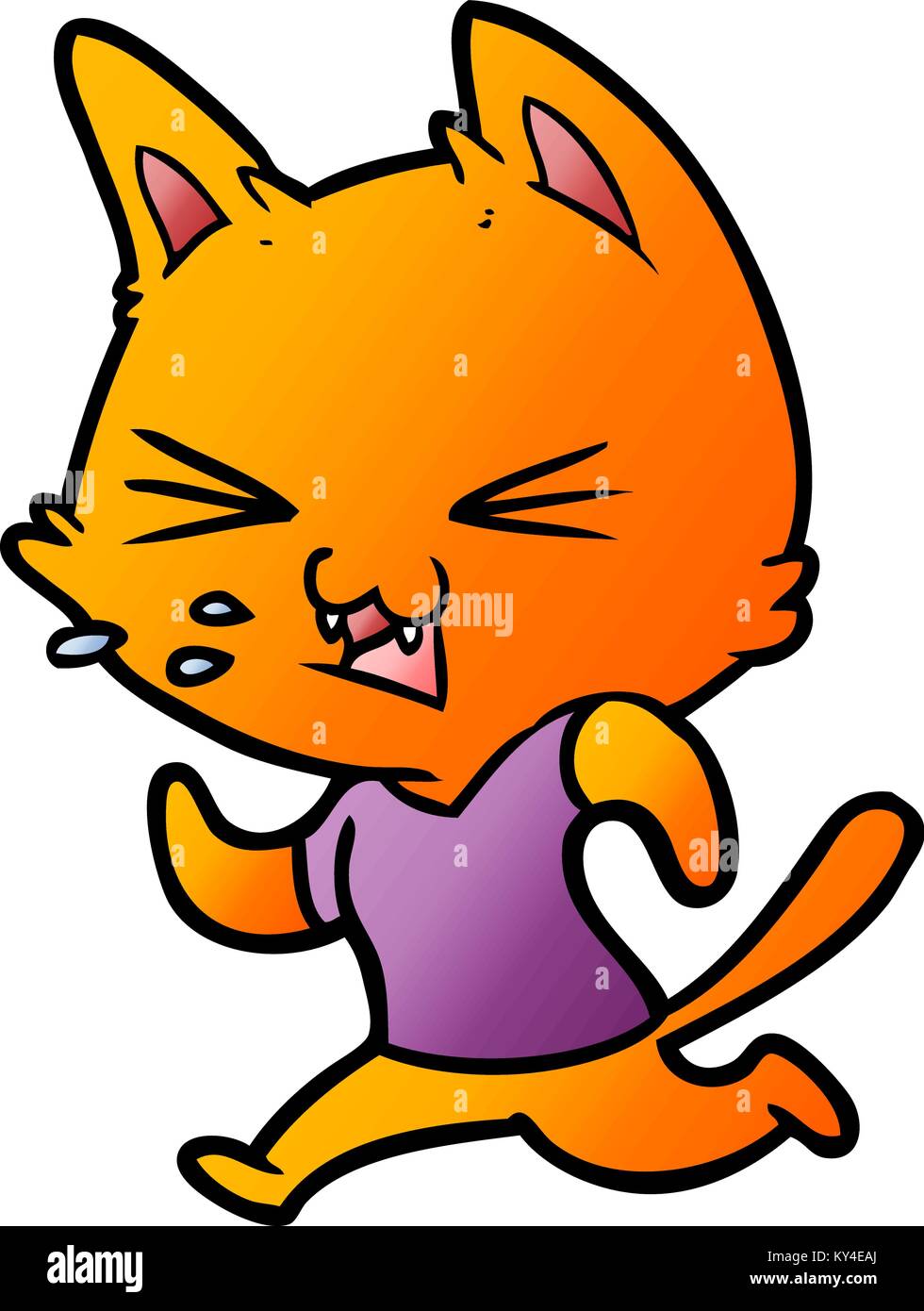 cartoon running cat hissing Stock Vector Image & Art - Alamy