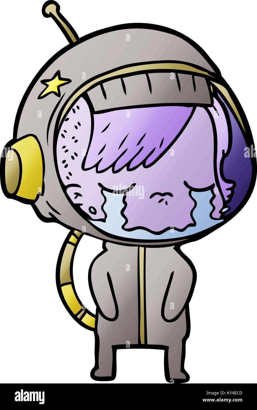 cartoon crying astronaut girl Stock Vector Image & Art - Alamy