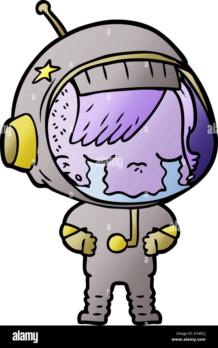 cartoon crying astronaut girl Stock Vector Image & Art - Alamy
