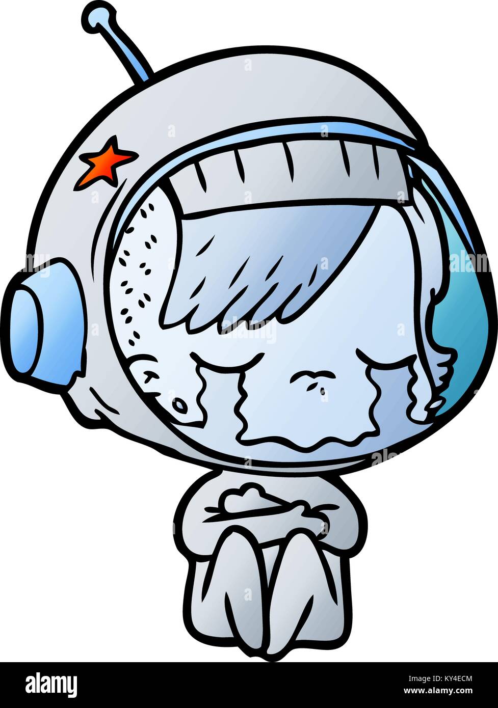 cartoon crying astronaut girl Stock Vector Image & Art - Alamy