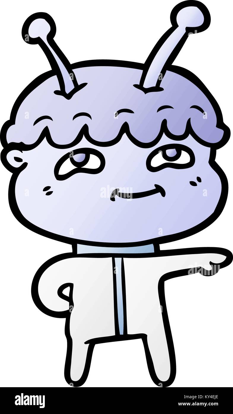 friendly cartoon spaceman pointing Stock Vector Image & Art - Alamy