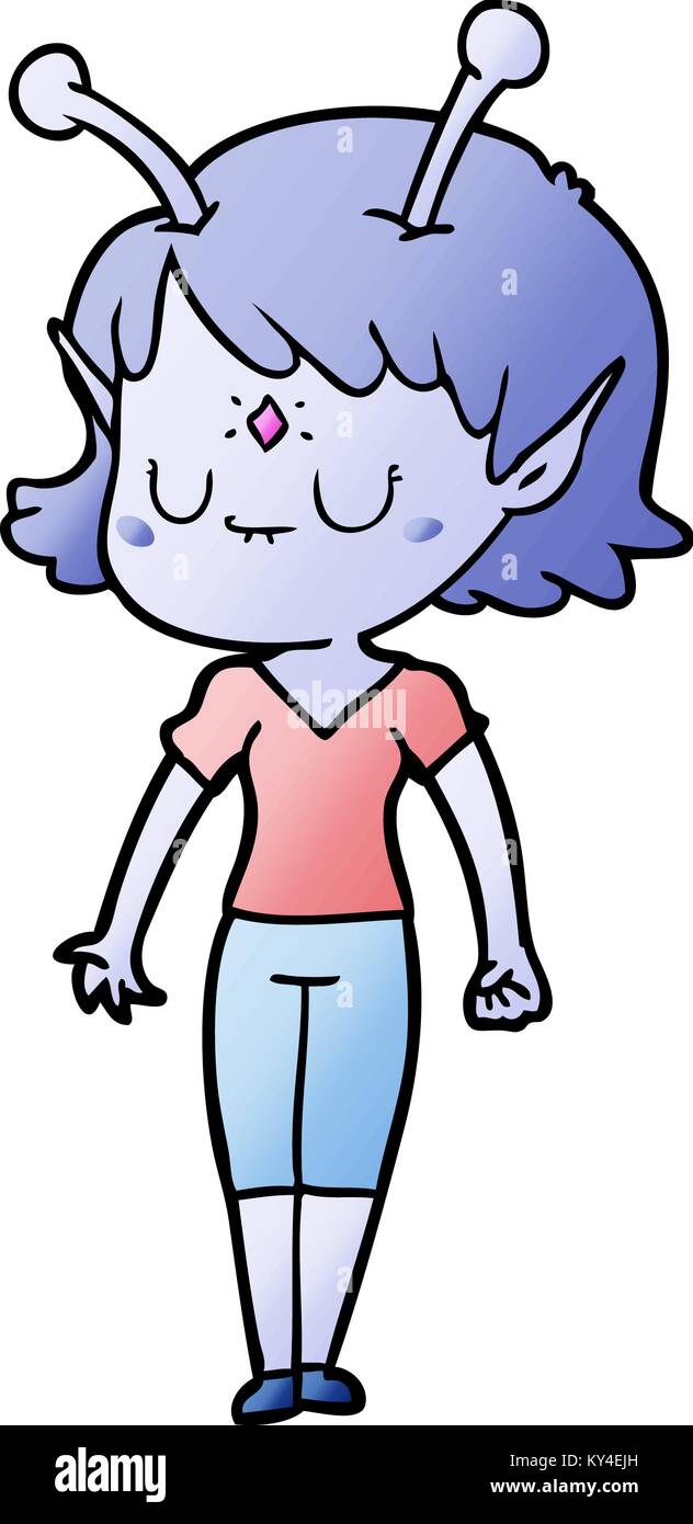 cartoon alien girl Stock Vector Image & Art - Alamy