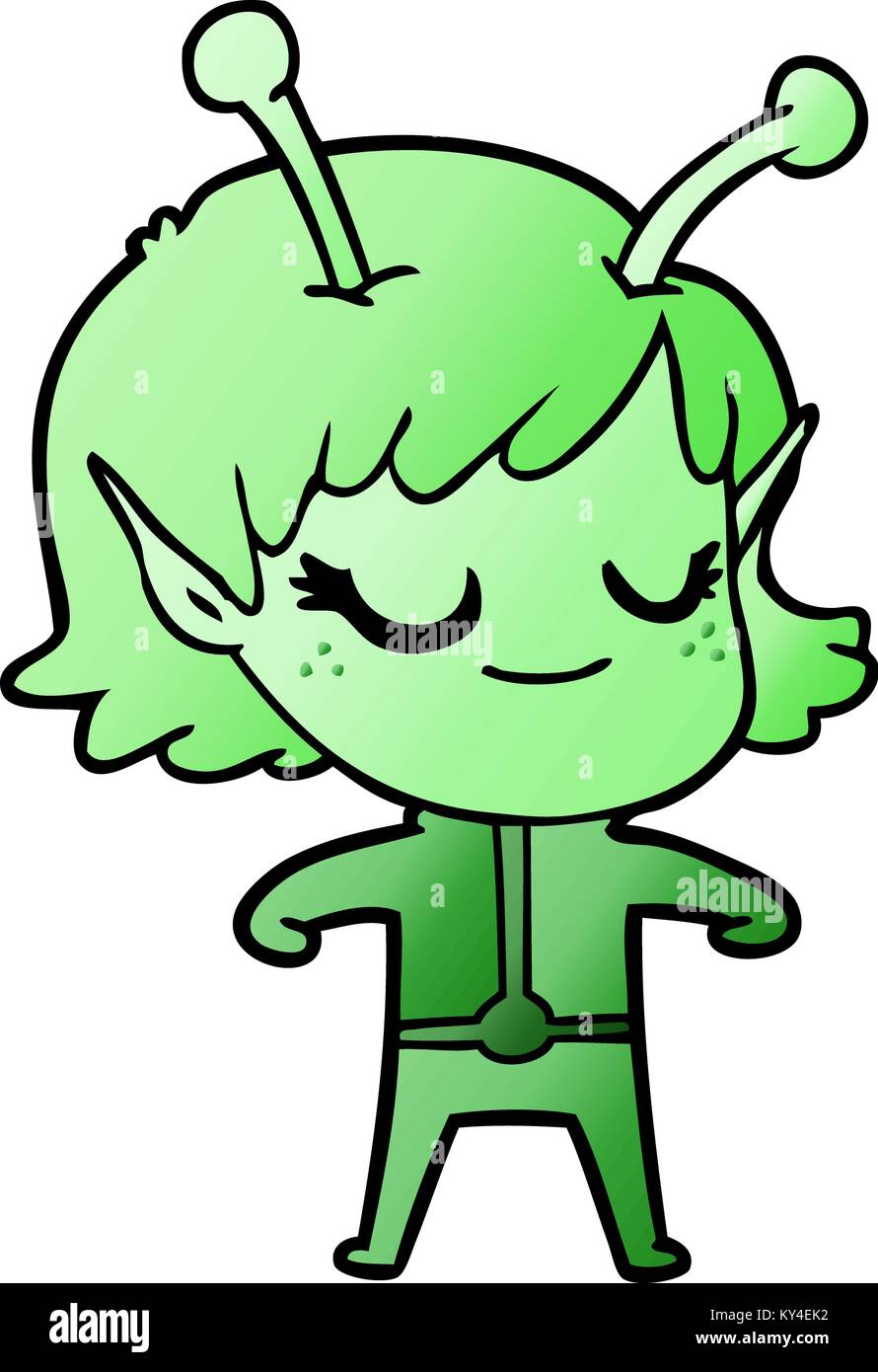 smiling alien girl cartoon Stock Vector Image & Art - Alamy