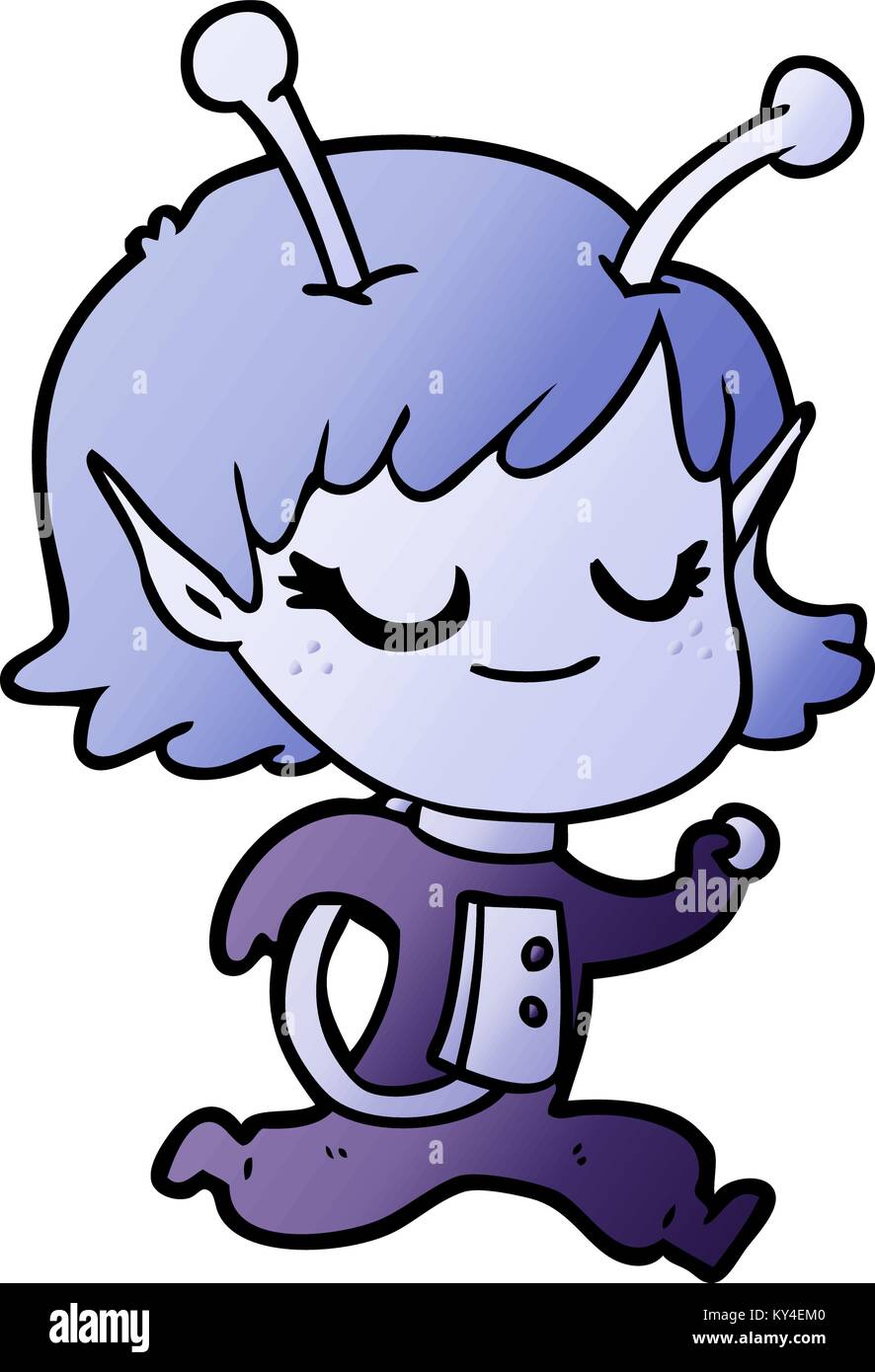 smiling alien girl cartoon Stock Vector Image & Art - Alamy