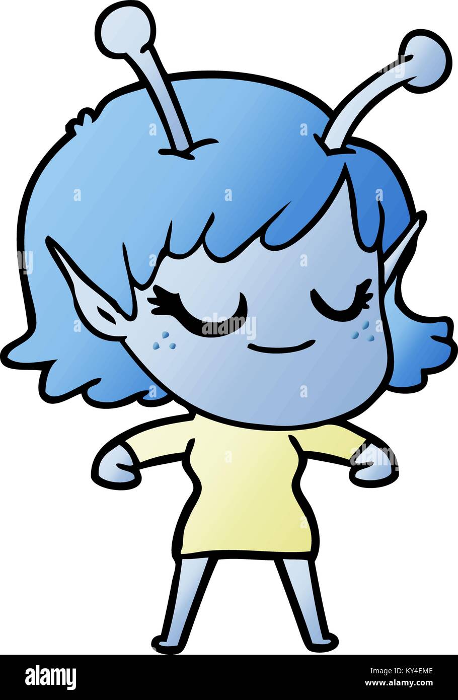 smiling alien girl cartoon Stock Vector Image & Art - Alamy