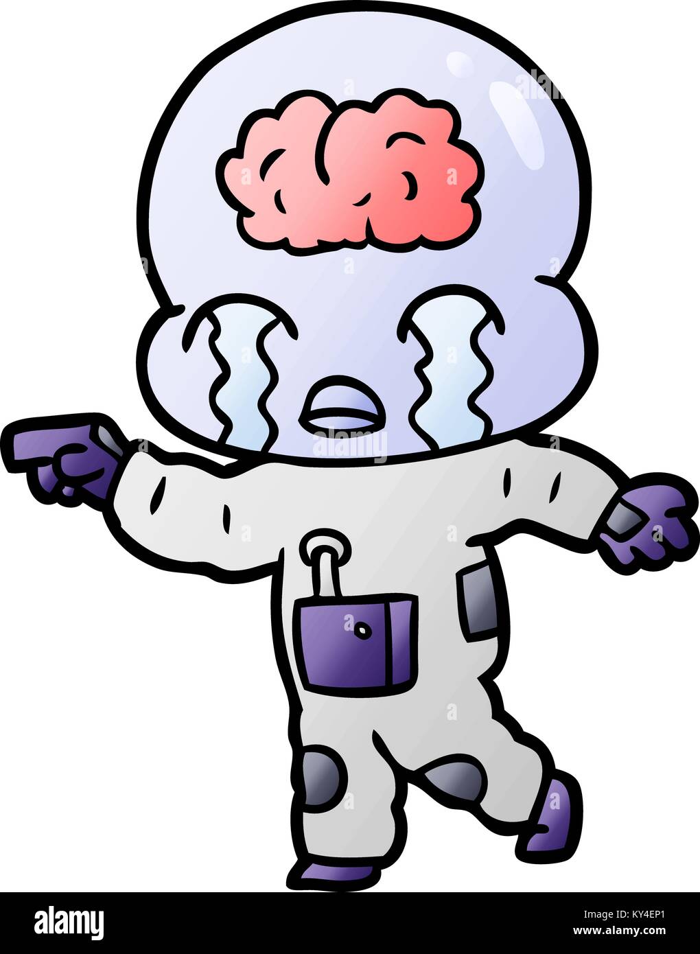 cartoon big brain alien crying Stock Vector Image & Art - Alamy