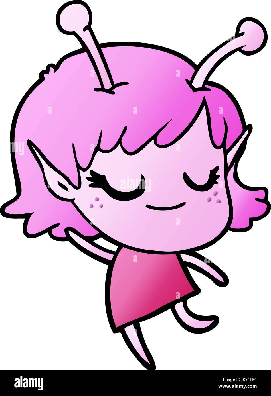 smiling alien girl cartoon Stock Vector Image & Art - Alamy