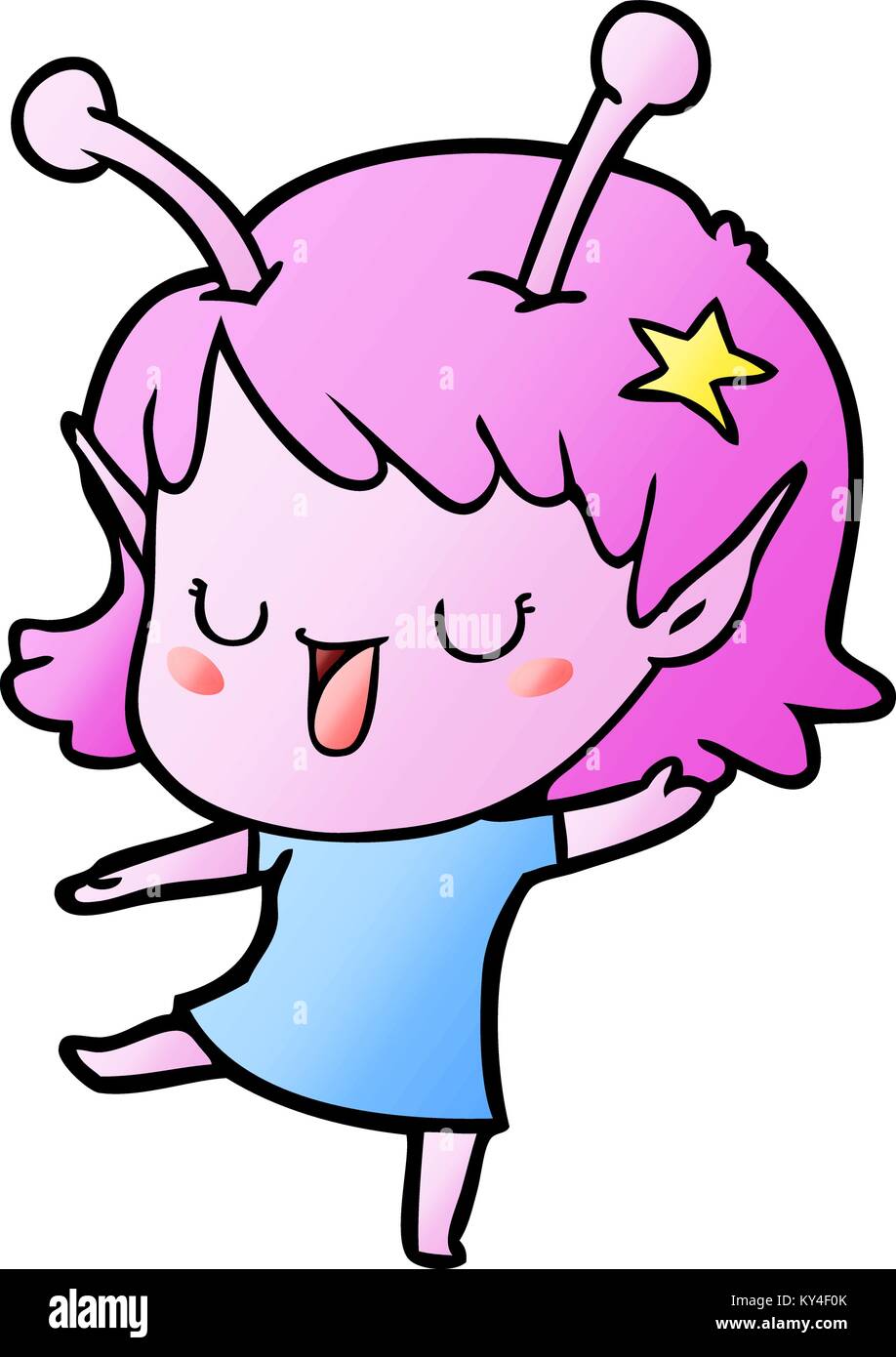 happy alien girl cartoon Stock Vector Image & Art - Alamy