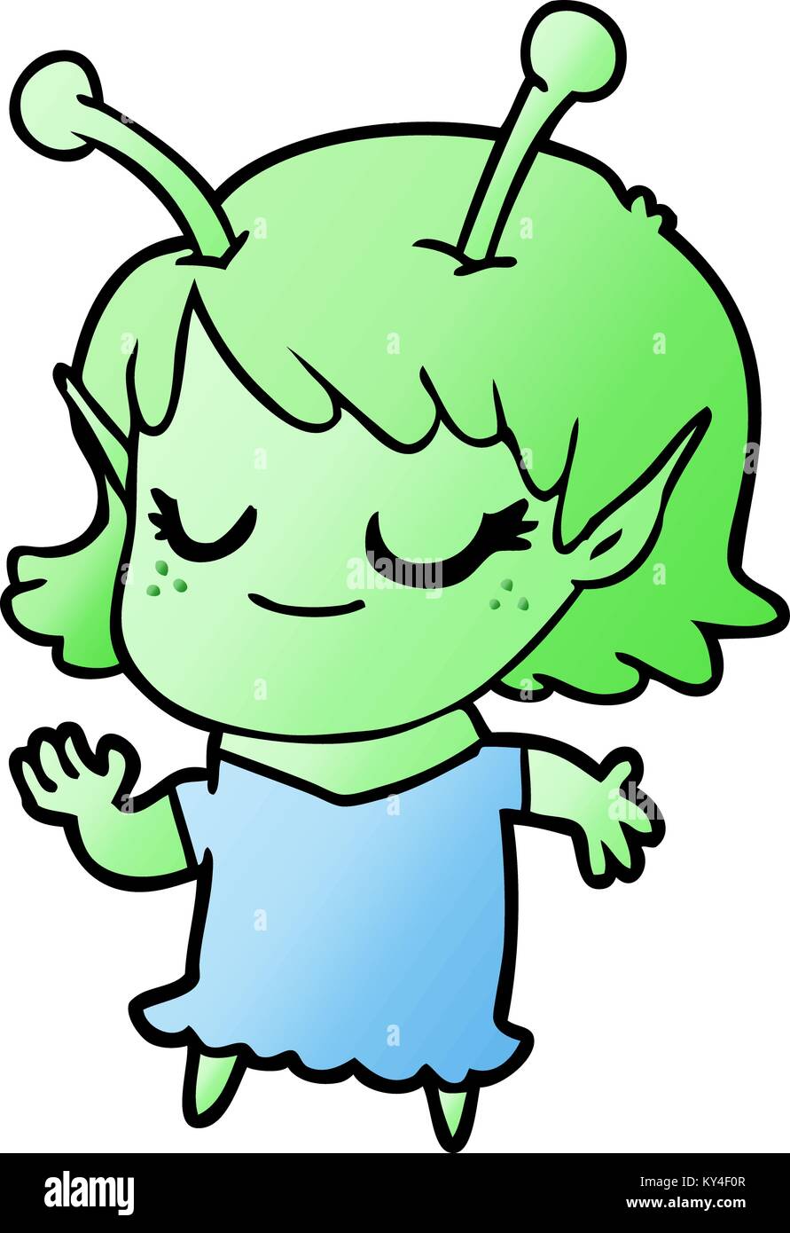 smiling alien girl cartoon Stock Vector Image & Art - Alamy