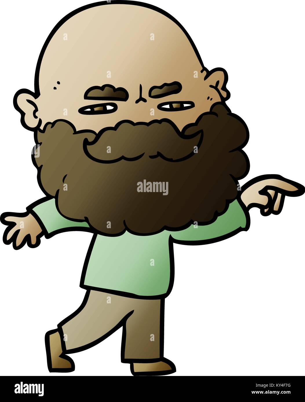 cartoon man with beard frowning and pointing Stock Vector Image & Art ...