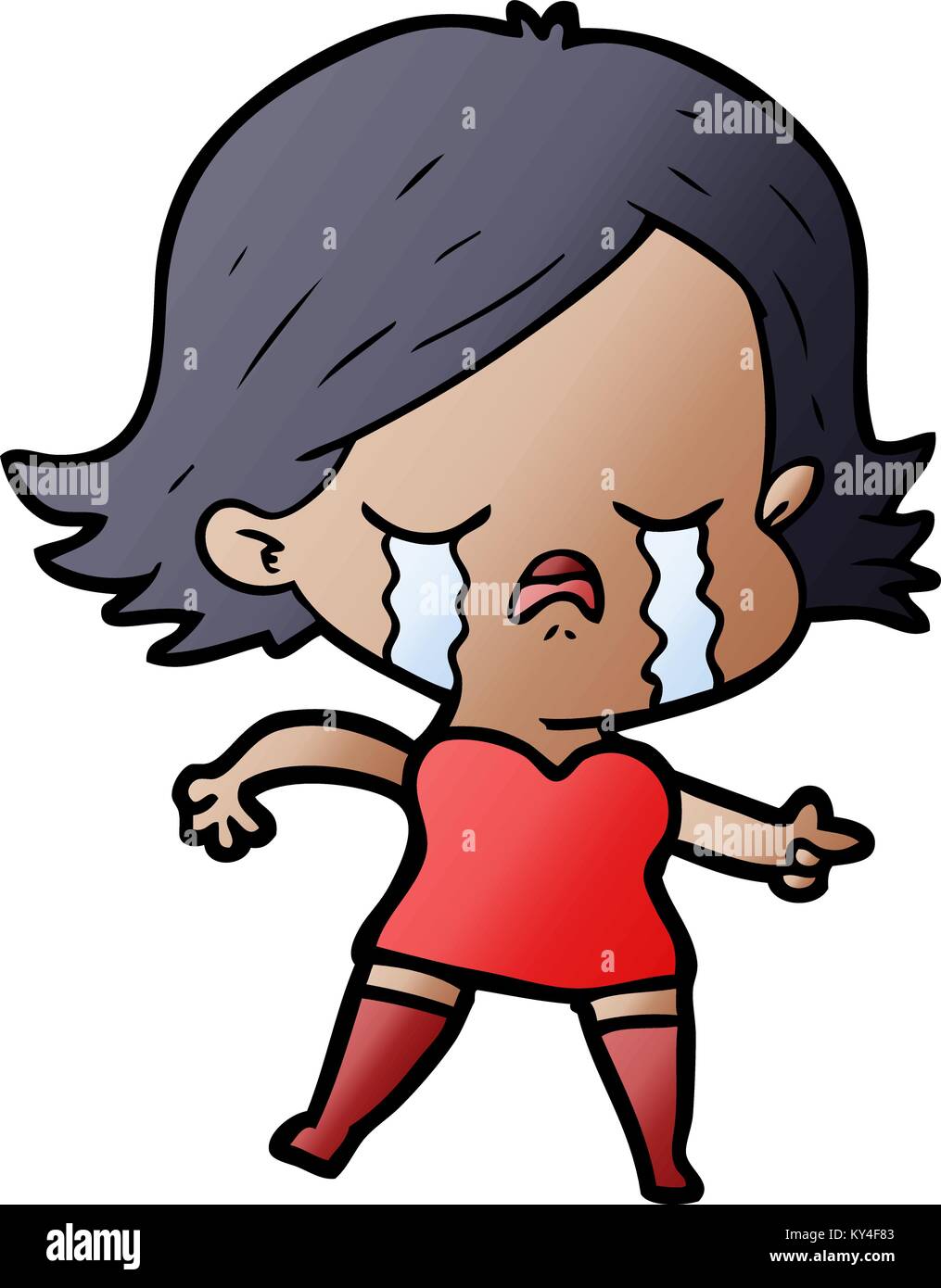 cartoon girl crying and pointing Stock Vector Image & Art - Alamy