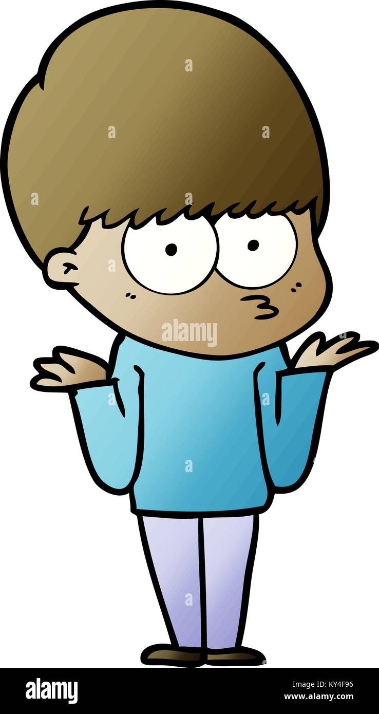 Cartoon Kid Shrugging Shoulders