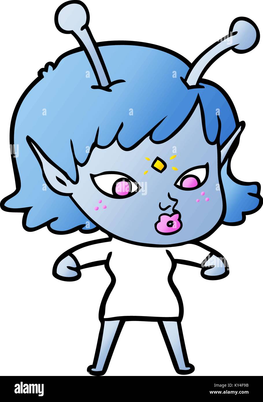 pretty cartoon alien girl Stock Vector Image & Art - Alamy