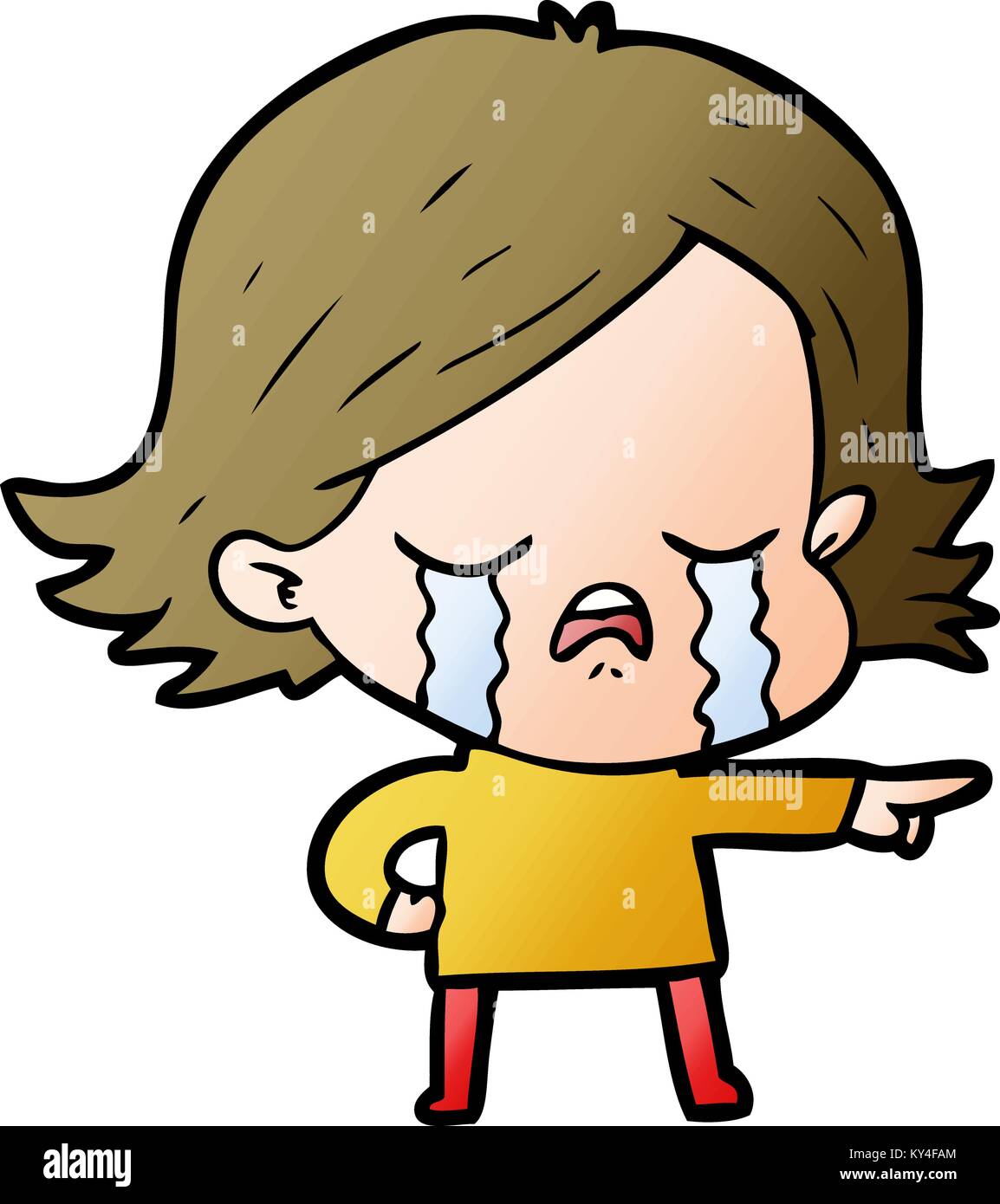 cartoon girl crying and pointing Stock Vector Image & Art - Alamy