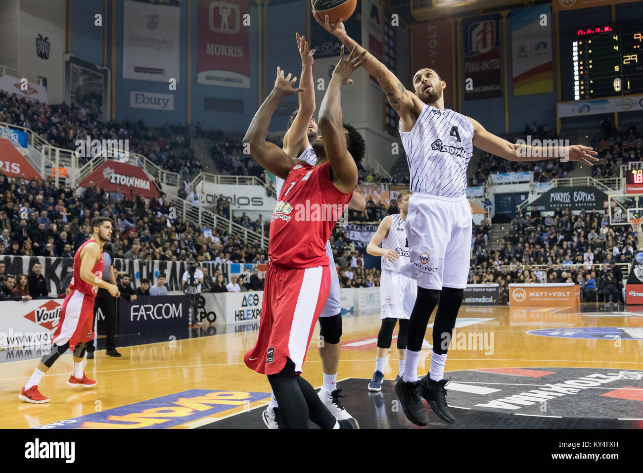 Thessaloniki, Greece, January 7, 2018: Player of Olympiacos Jamel ...