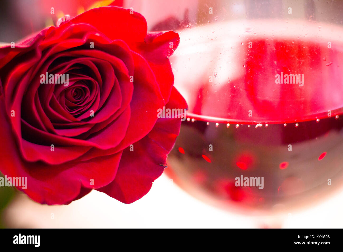 A red rose and red wine Stock Photo - Alamy