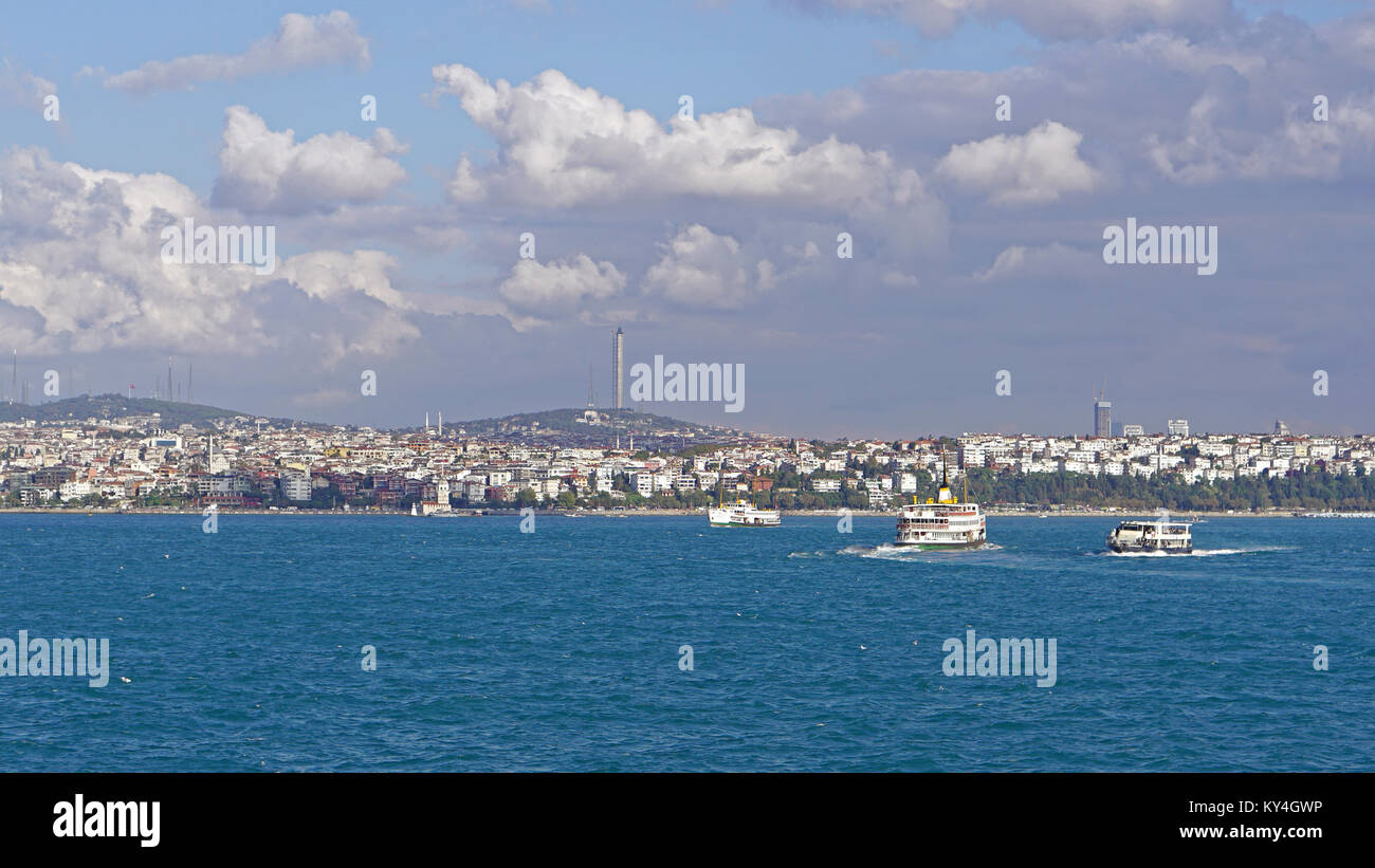 ISTANBUL, TURKEY - OCTOBER 02, 2017: Construction of TV tower at asian ...
