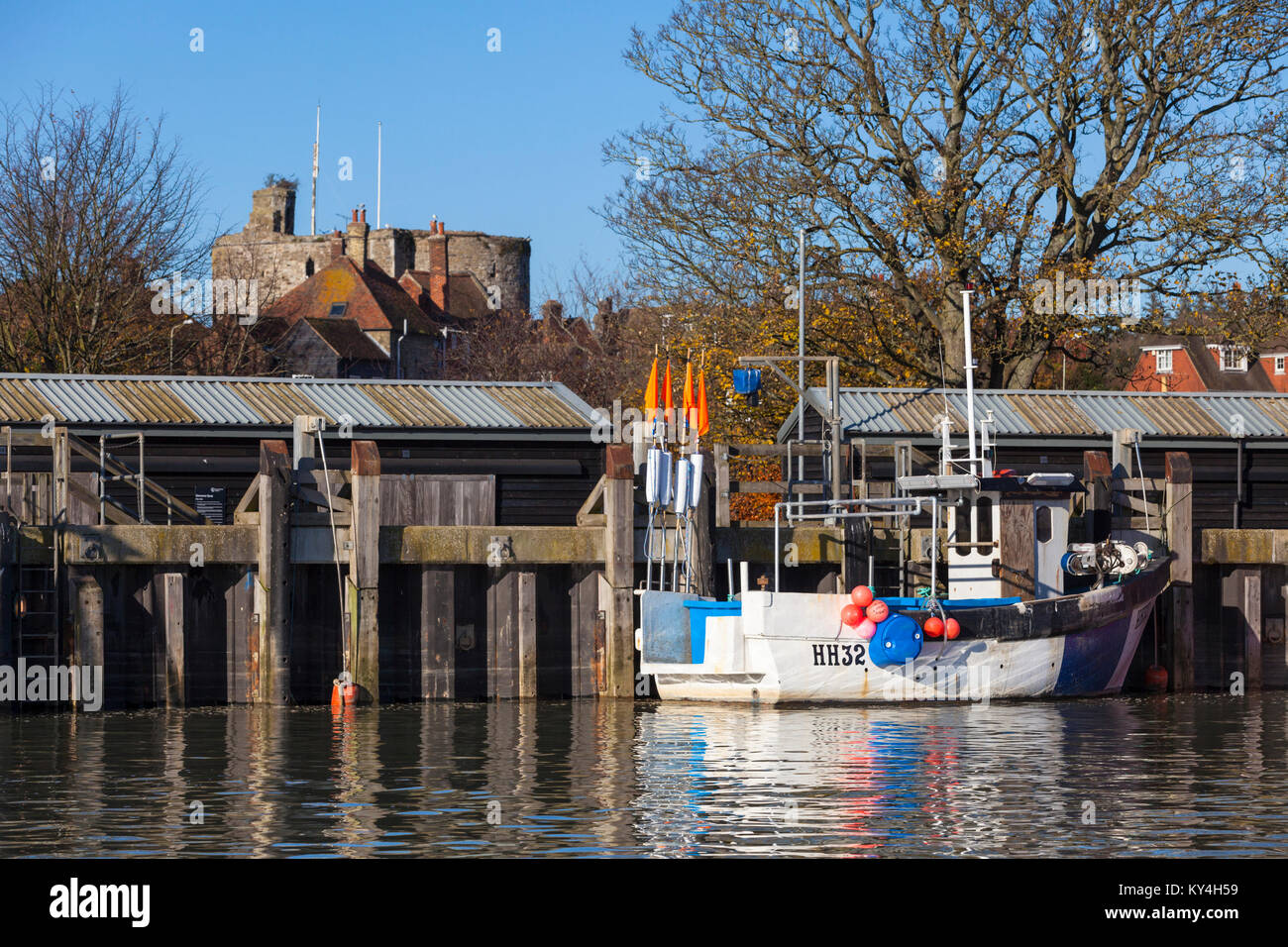 Fishing boats trawlers, moored on the river Rother in Rye, east sussex ...