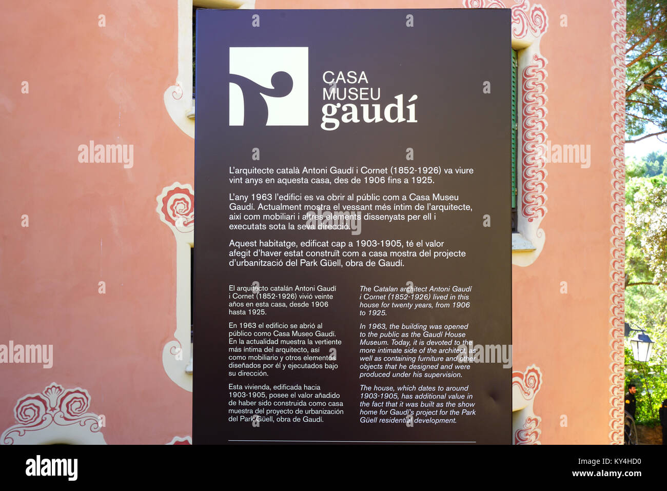 View of the Gaudi House museum, located in the Park Guell in Barcelona ...