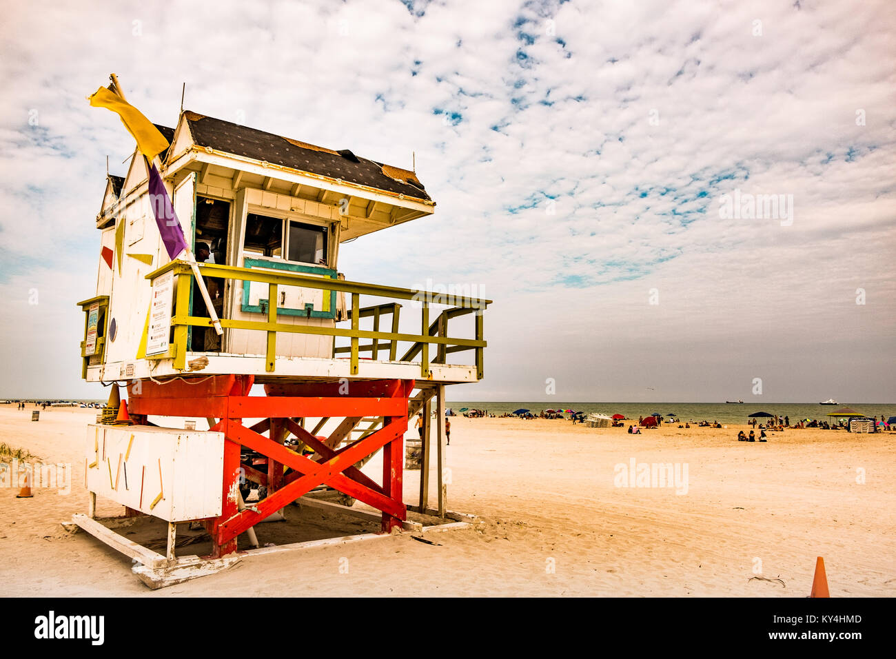 a lifeguard cabin in miami beach in summer day Stock Photo - Alamy