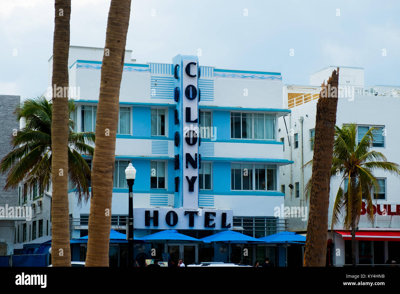 front view of famous colony hotel in miami ocean drive Stock Photo - Alamy