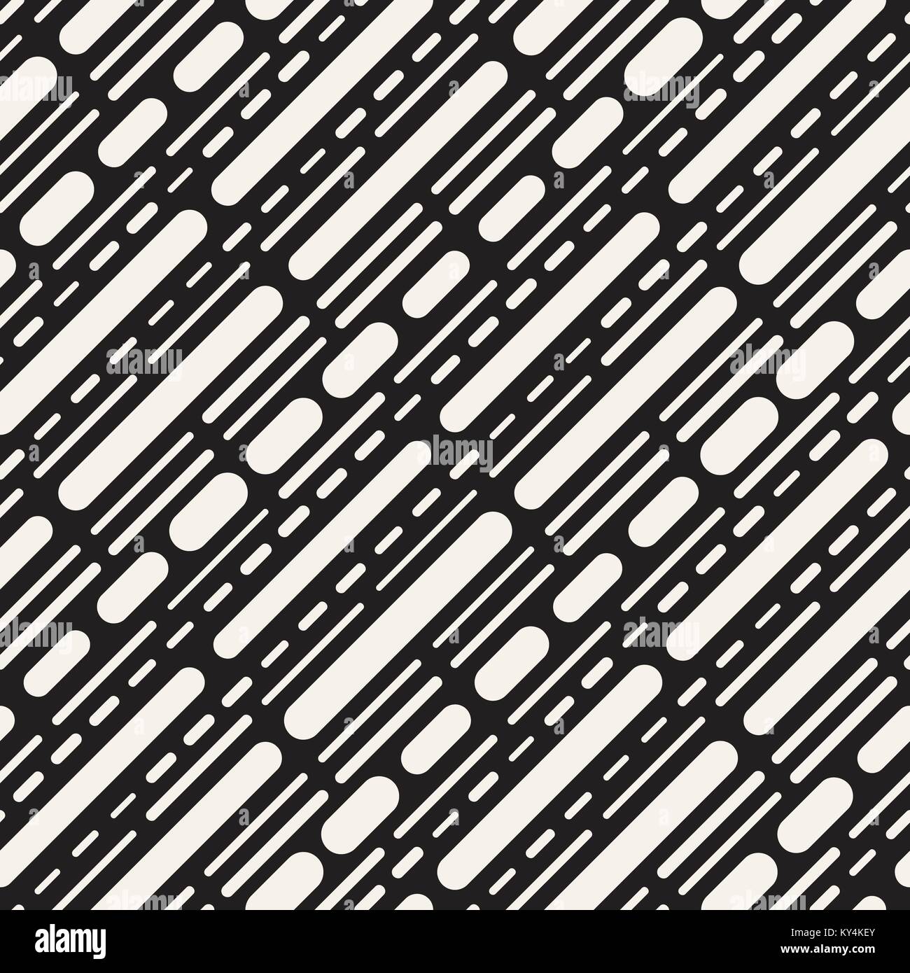 Black and White Irregular Rounded Dashed Lines Pattern. Modern Abstract Vector Seamless ...