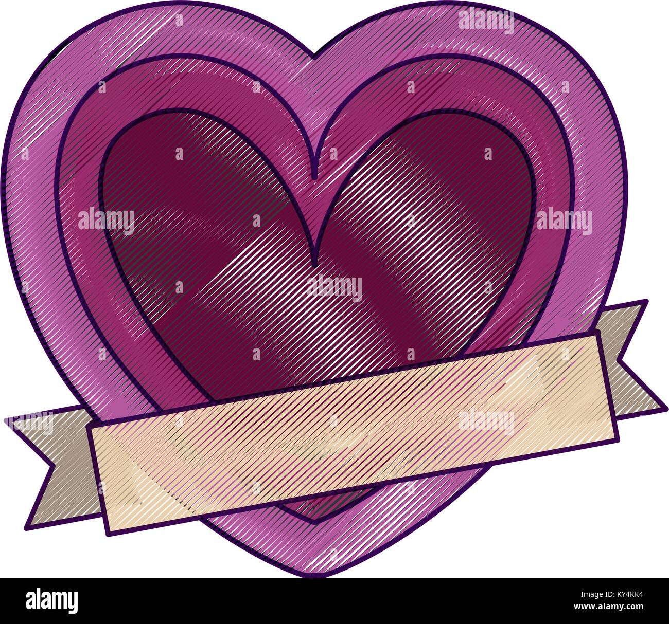 heart love with ribbon decorative vector illustration design Stock ...