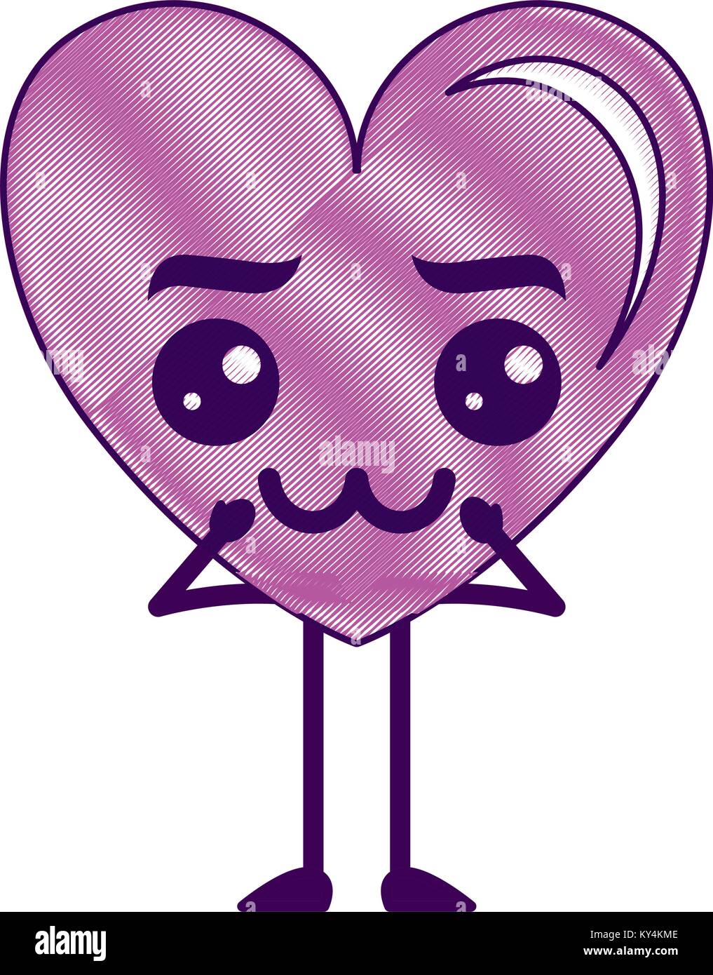 heart love sad kawaii character vector illustration design Stock Vector ...