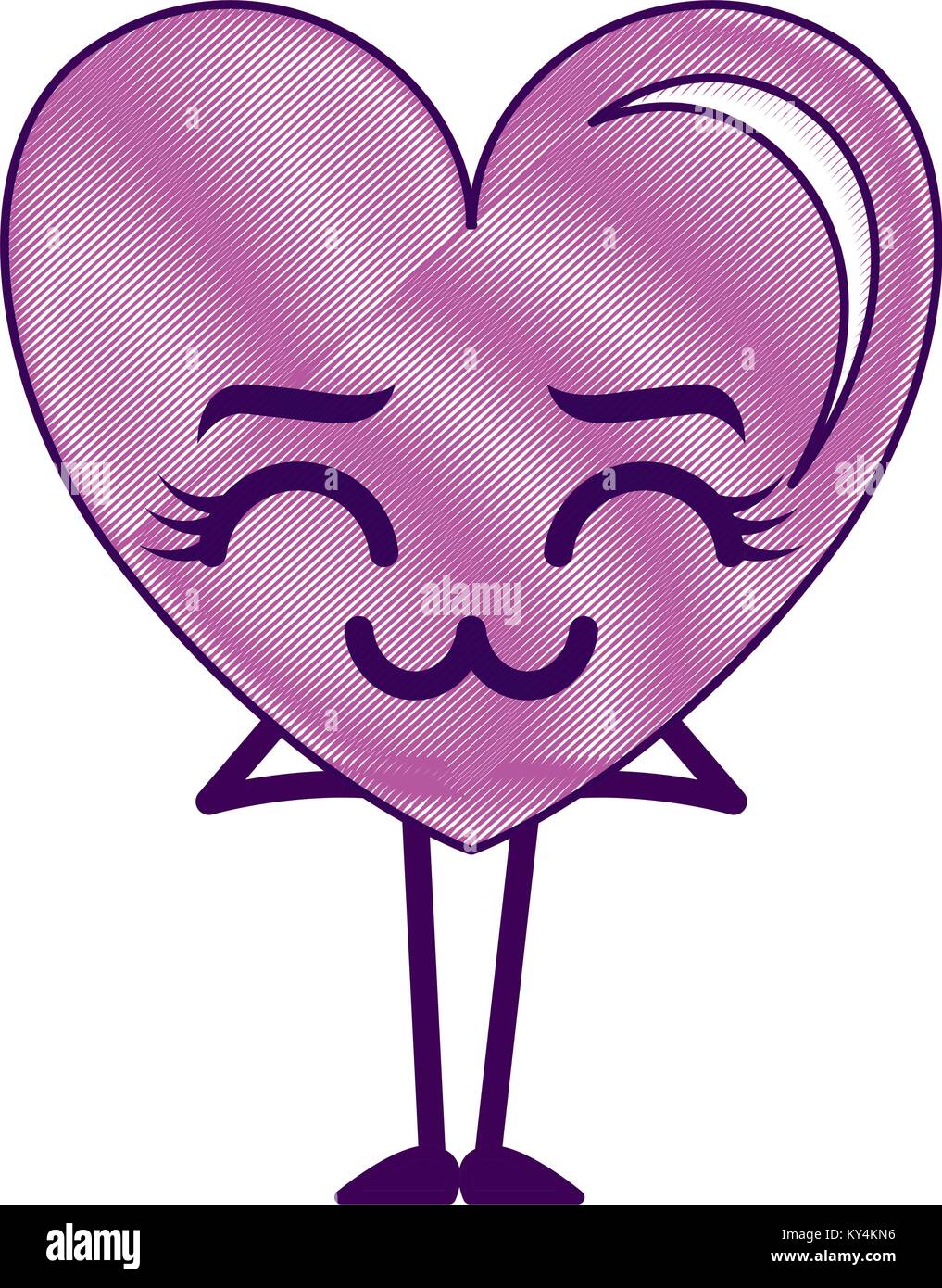 heart love sad kawaii character vector illustration design Stock Vector ...