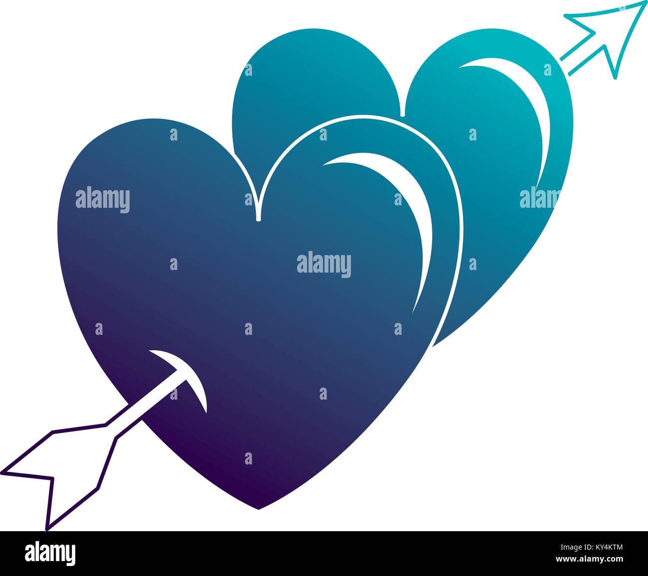 two hearts with arrow love card vector illustration design Stock Vector ...
