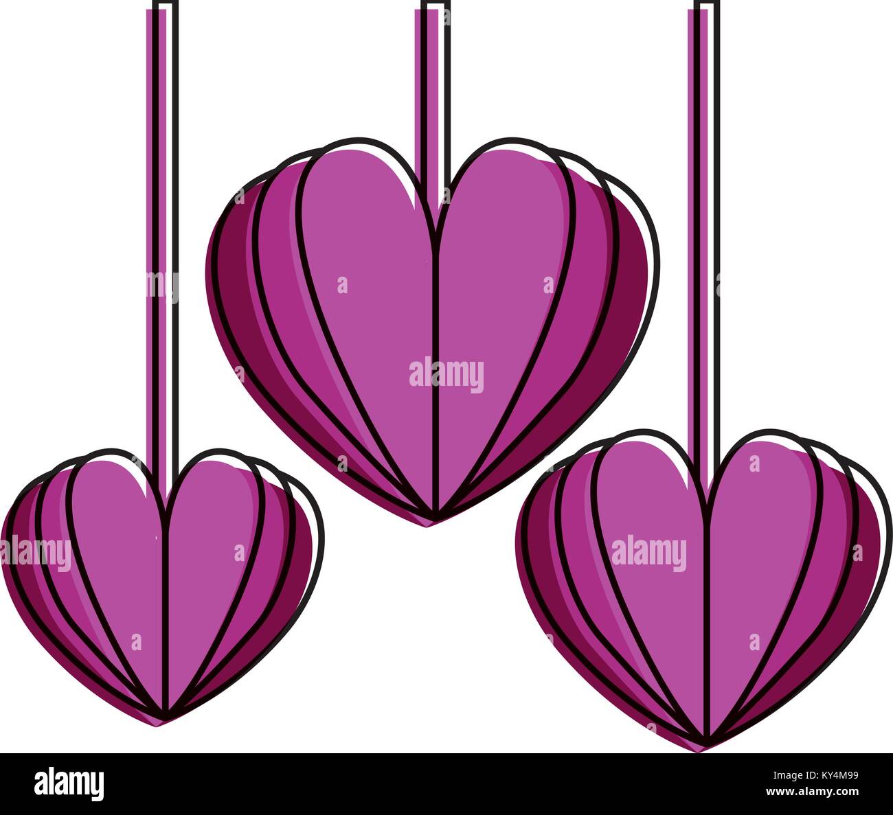 hearts love decorative hanging vector illustration design Stock Vector ...
