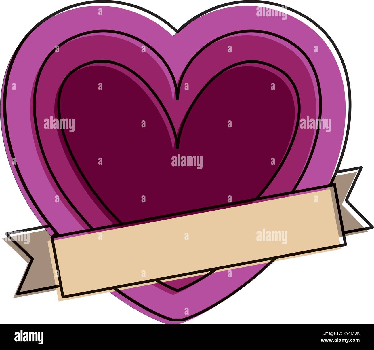 heart love with ribbon decorative vector illustration design Stock ...