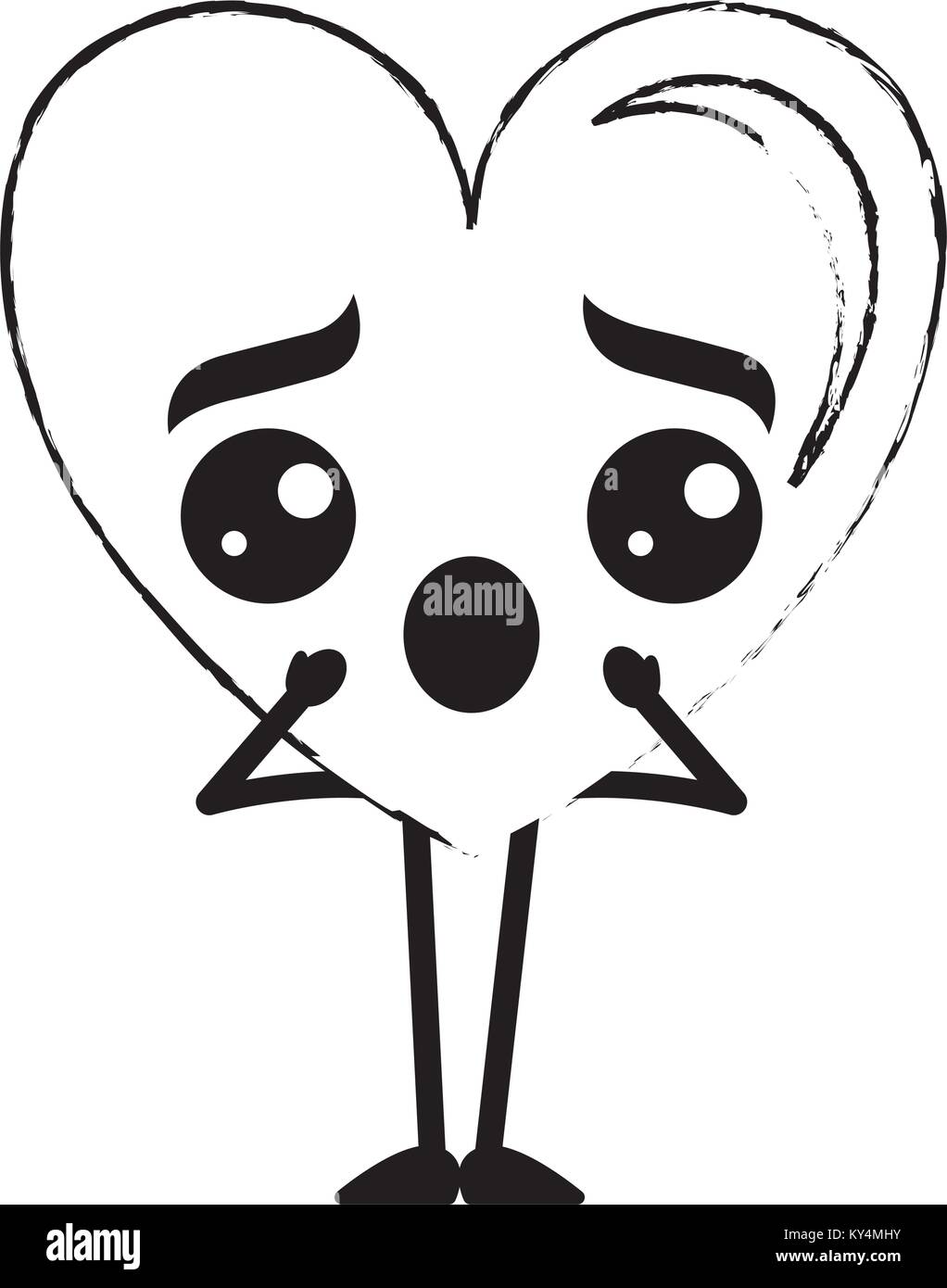 heart love confused kawaii character vector illustration design Stock ...