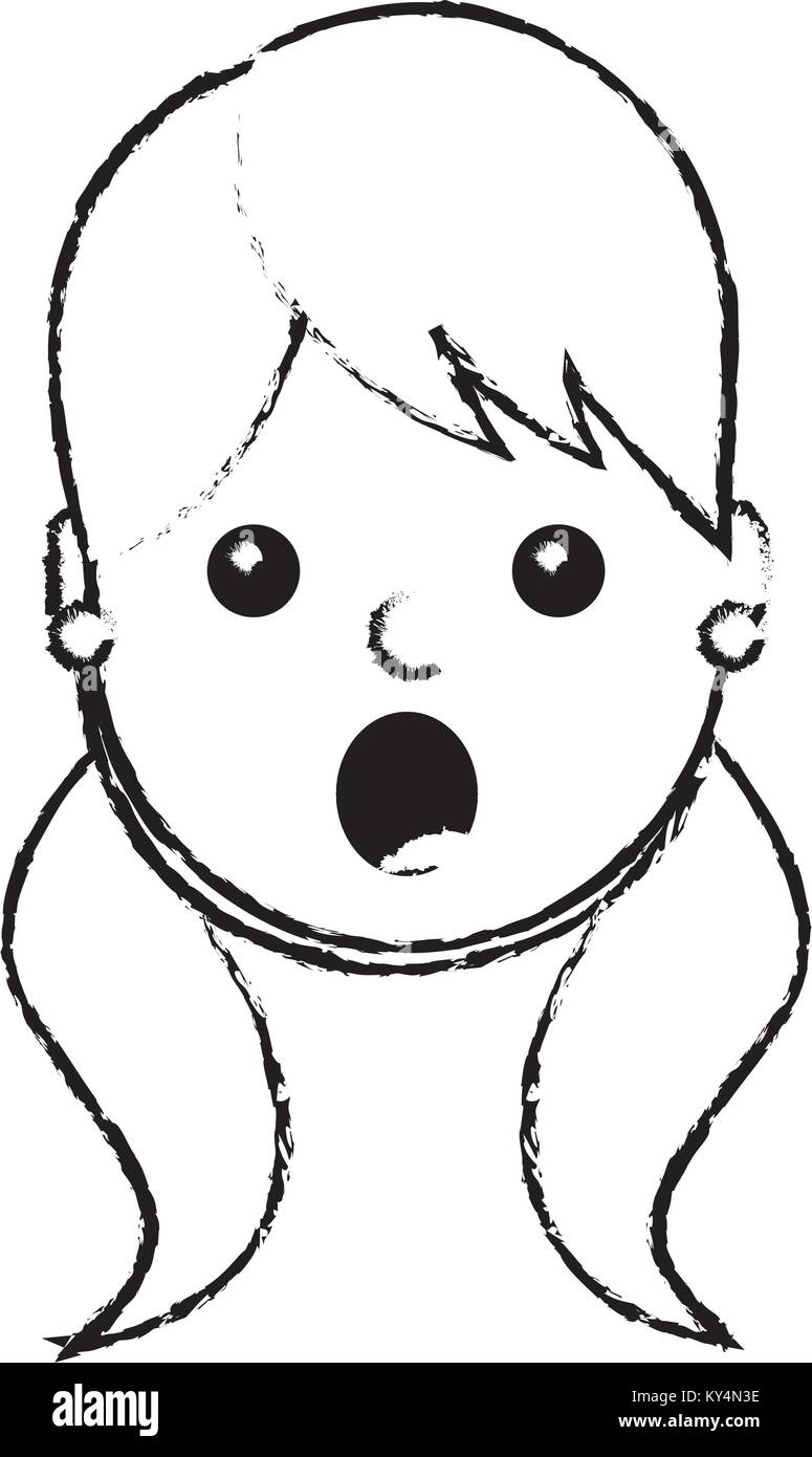 surprised young woman face expression facial vector illustration Stock ...