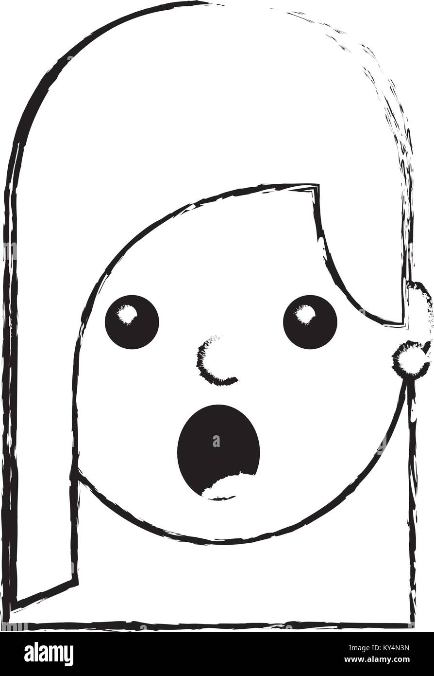 surprised young woman face expression facial vector illustration Stock ...