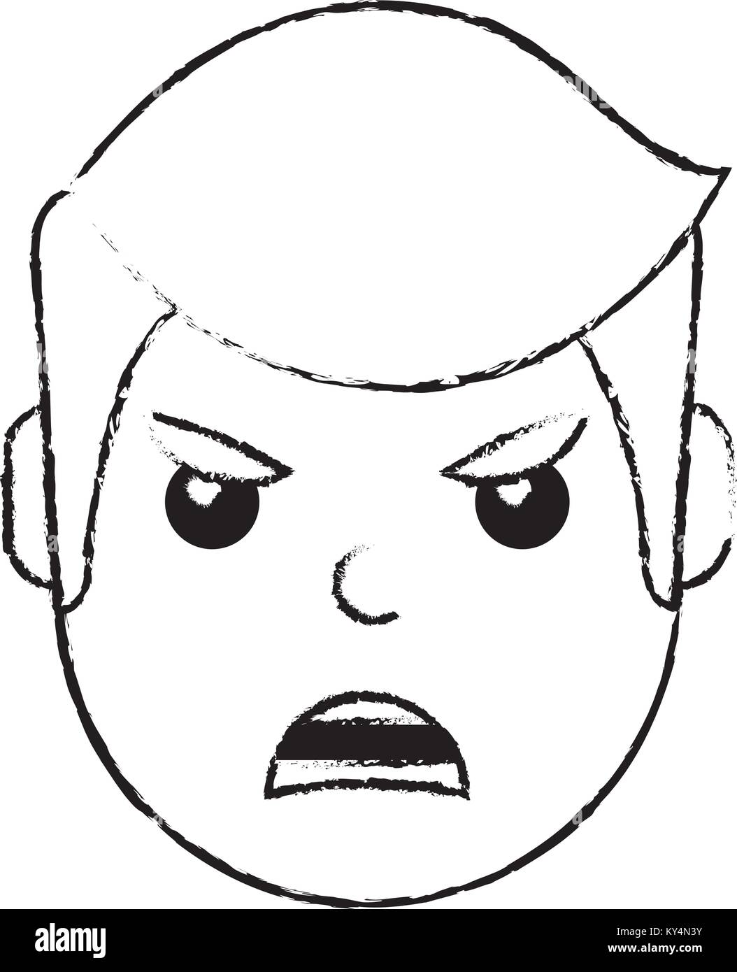 young man face angry expression cartoon vector illustration Stock ...