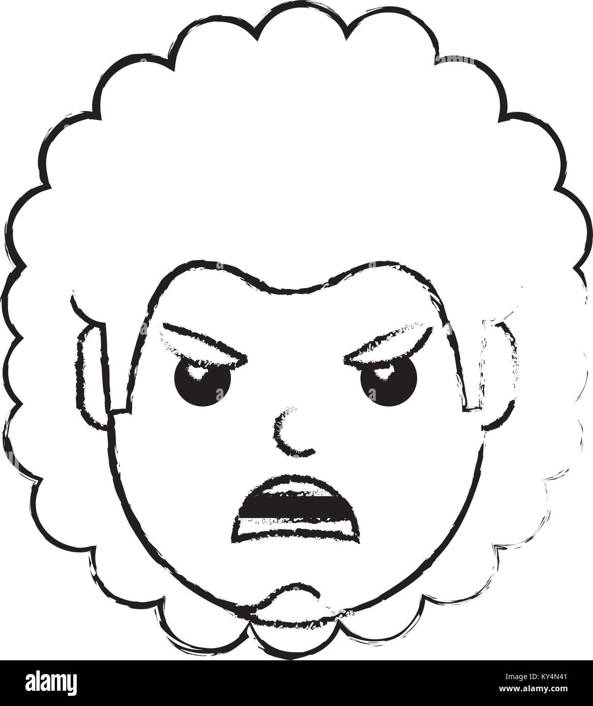 young man face angry expression cartoon vector illustration Stock ...