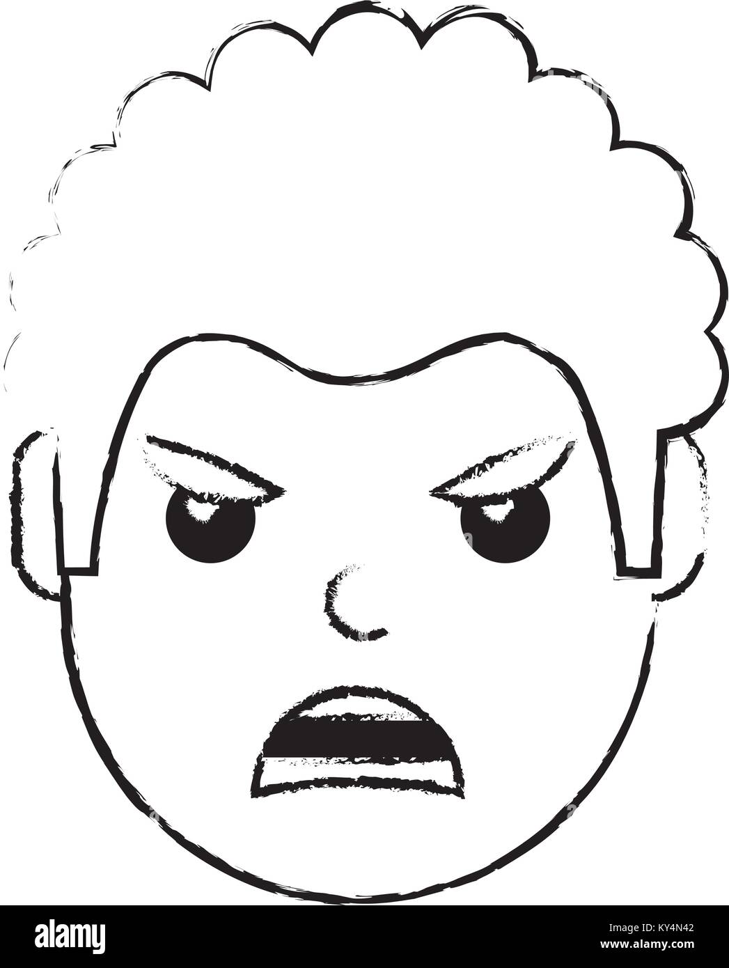 young man face angry expression cartoon vector illustration Stock ...