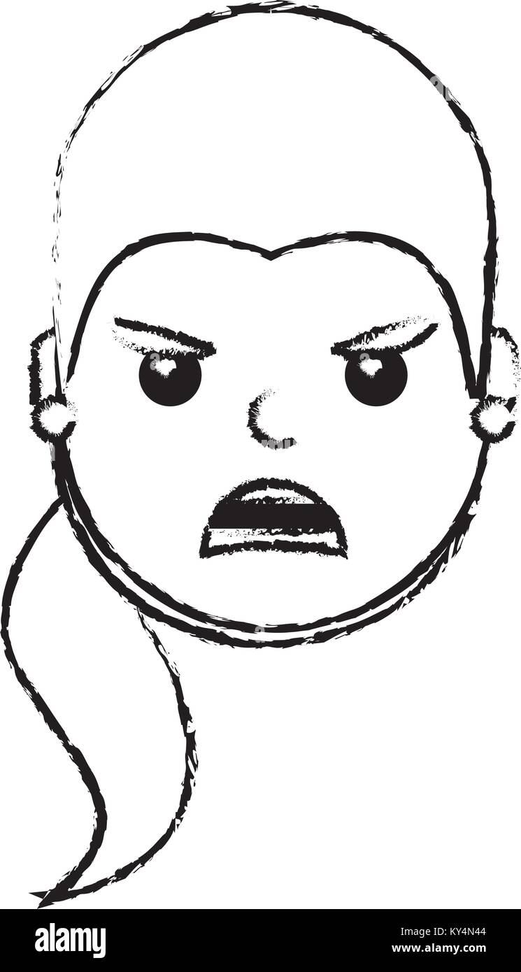 pretty woman angry frustrated facial expression cartoon vector ...