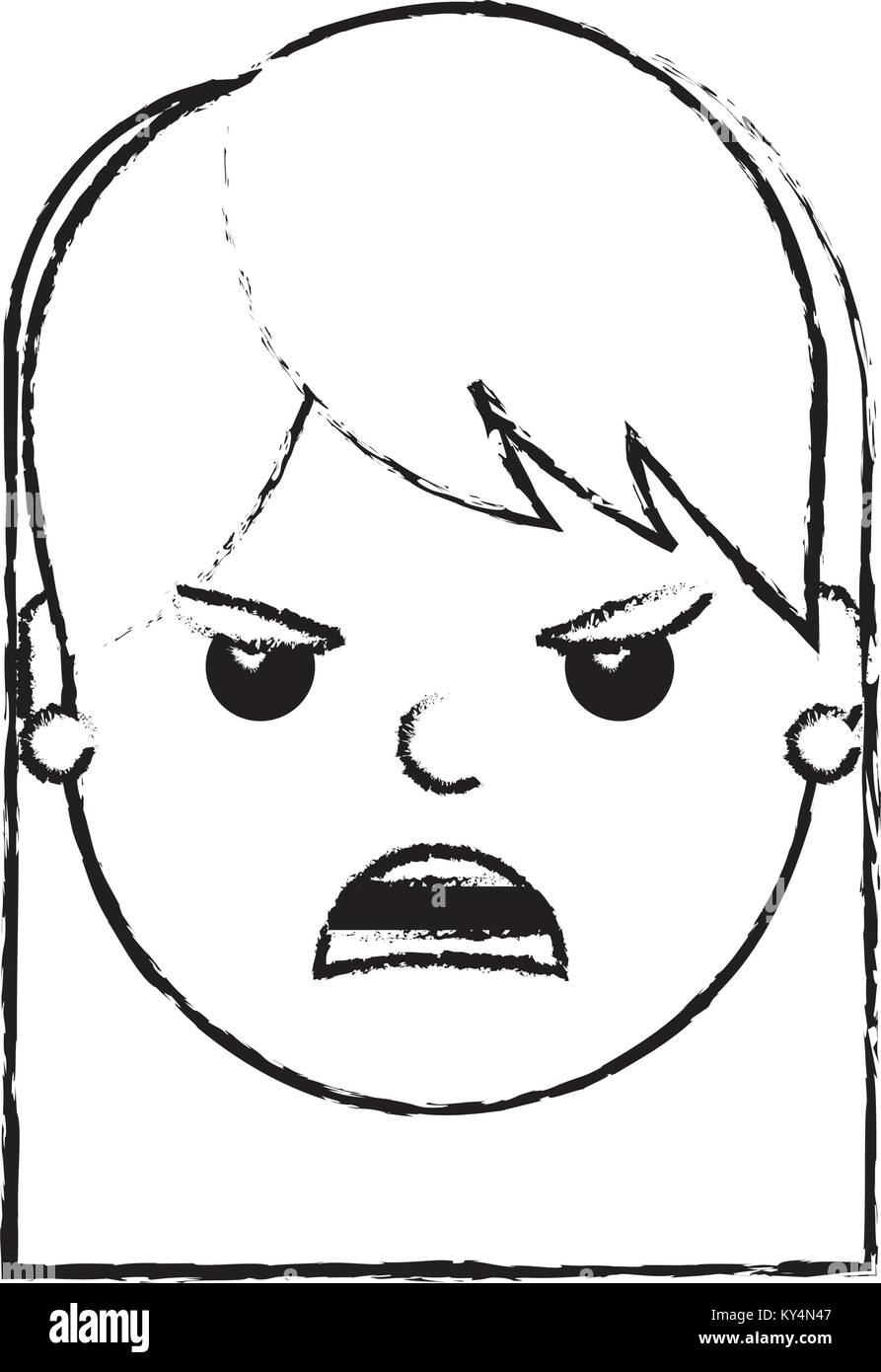 pretty woman angry frustrated facial expression cartoon vector ...