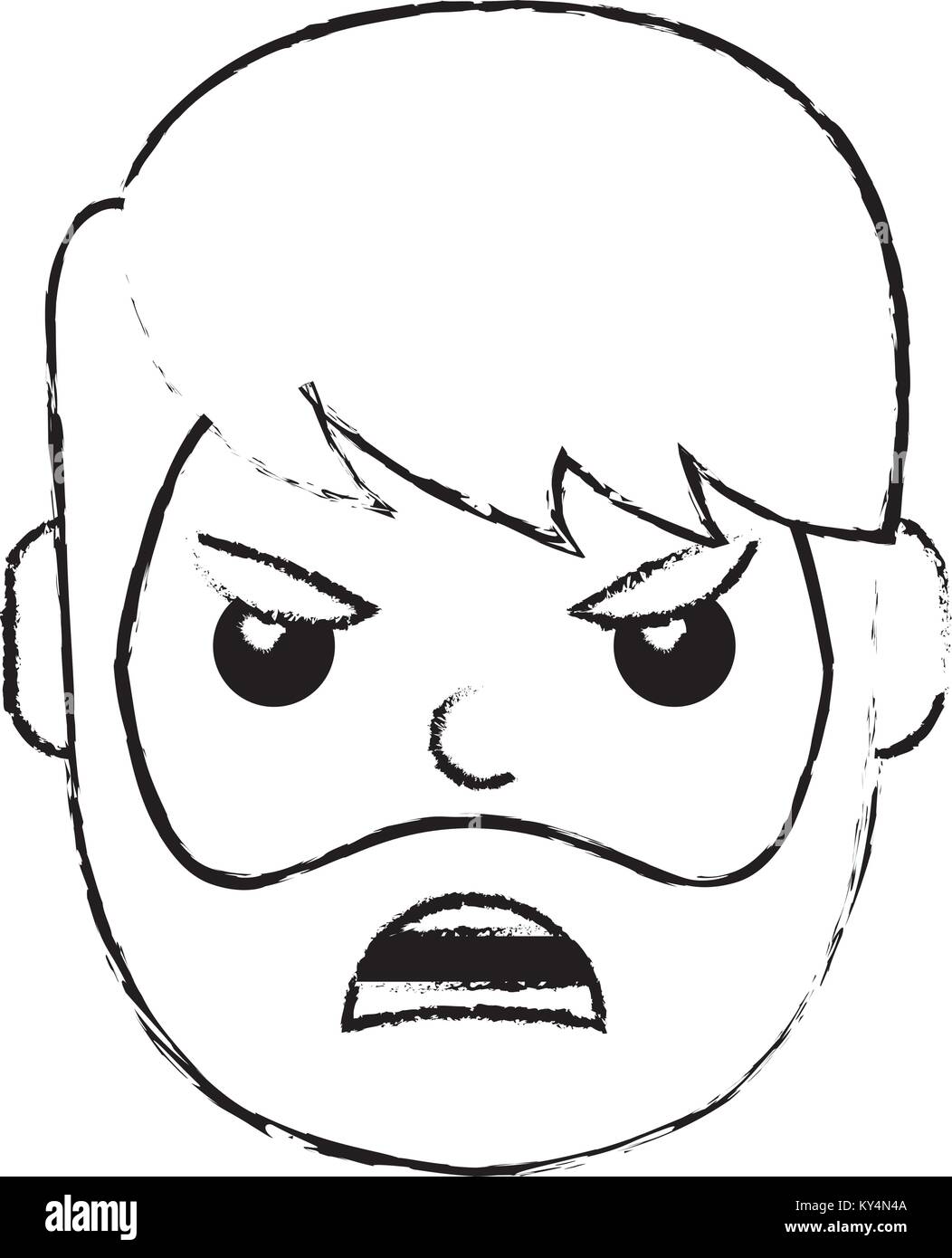 young man face angry expression cartoon vector illustration Stock ...