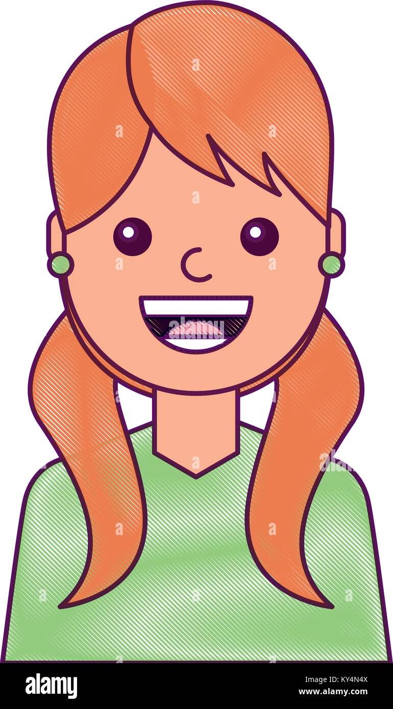 portrait woman face smiling happy expression image vector illustration ...